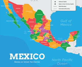 Mexico Map with States and Capitals | FreeVectors