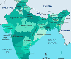 Map of India with Surrounding Borders | FreeVectors