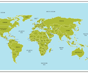 World Map with Countries Names