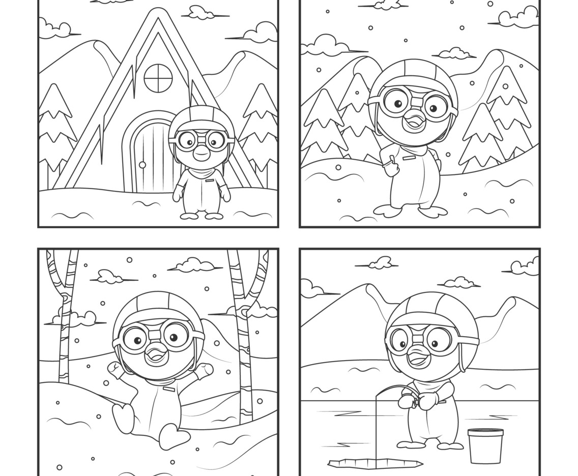Cute Penguin Coloring Book For Children