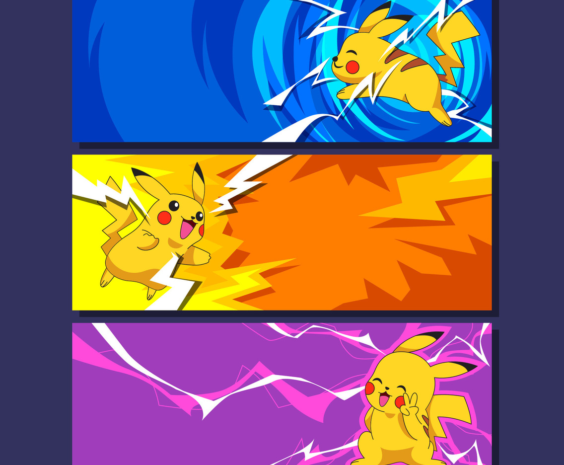 Cute Yellow Mouse Horizontal Banner Set