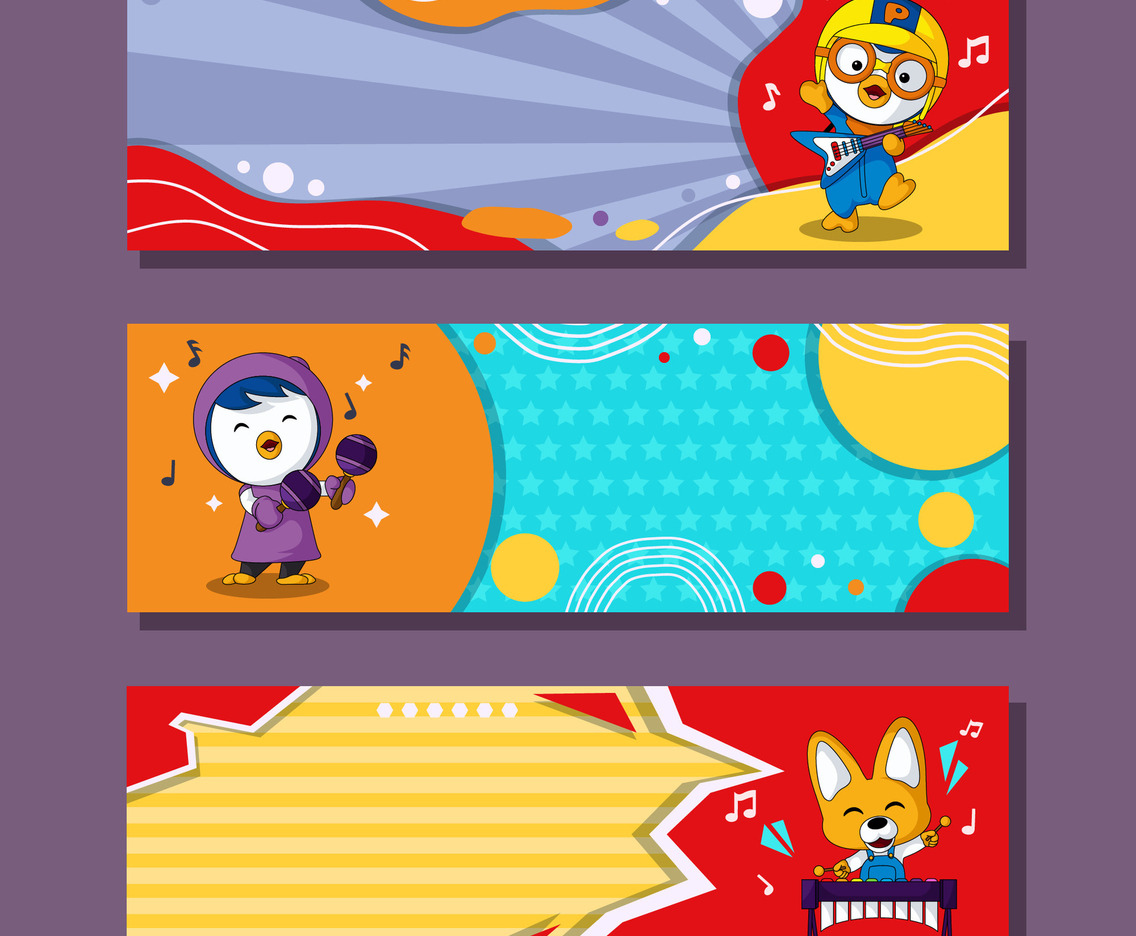 Cute Set of Animal Horizontal Banner | FreeVectors