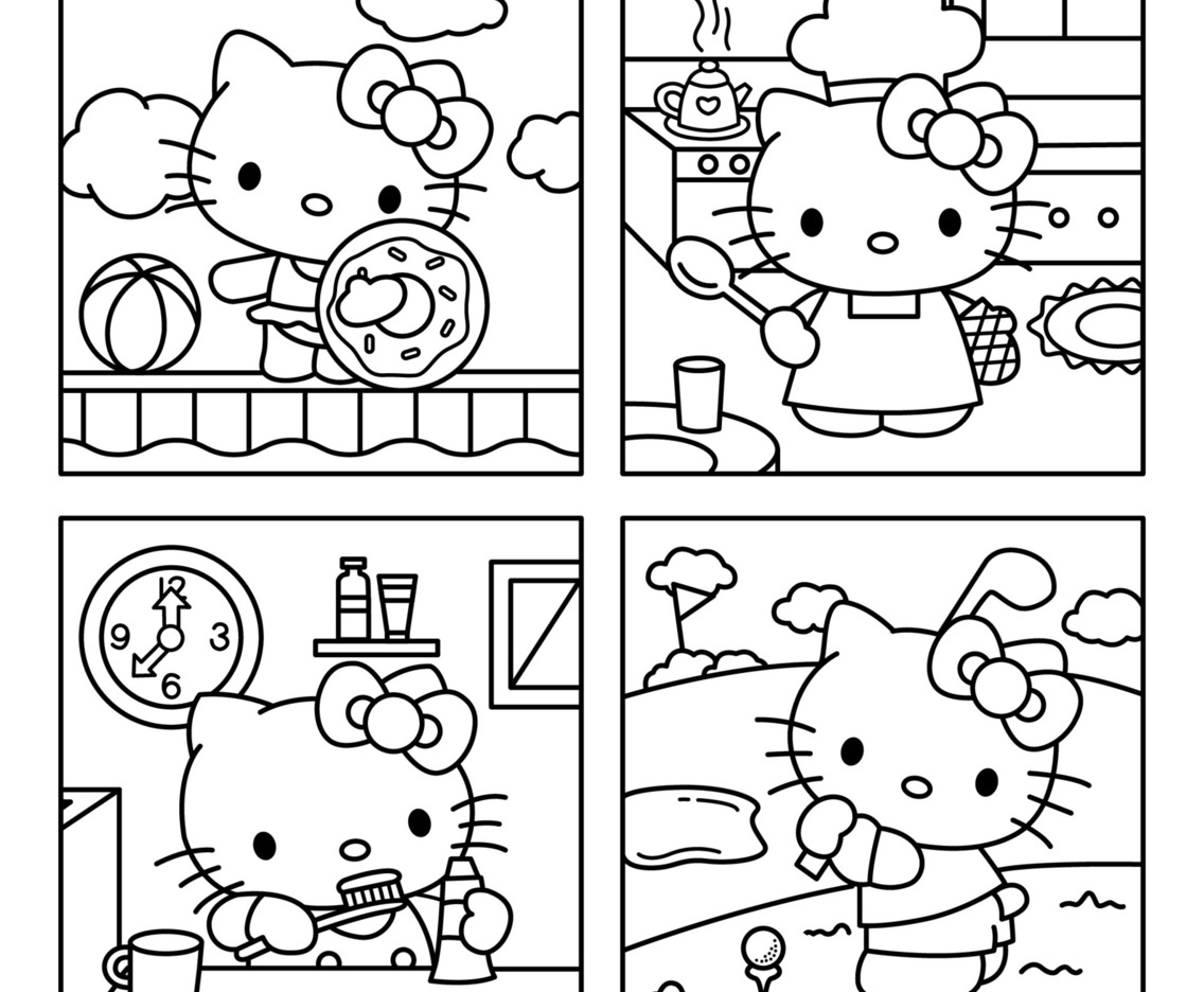 Cute Kitten Activity for Coloring Book Pages | FreeVectors