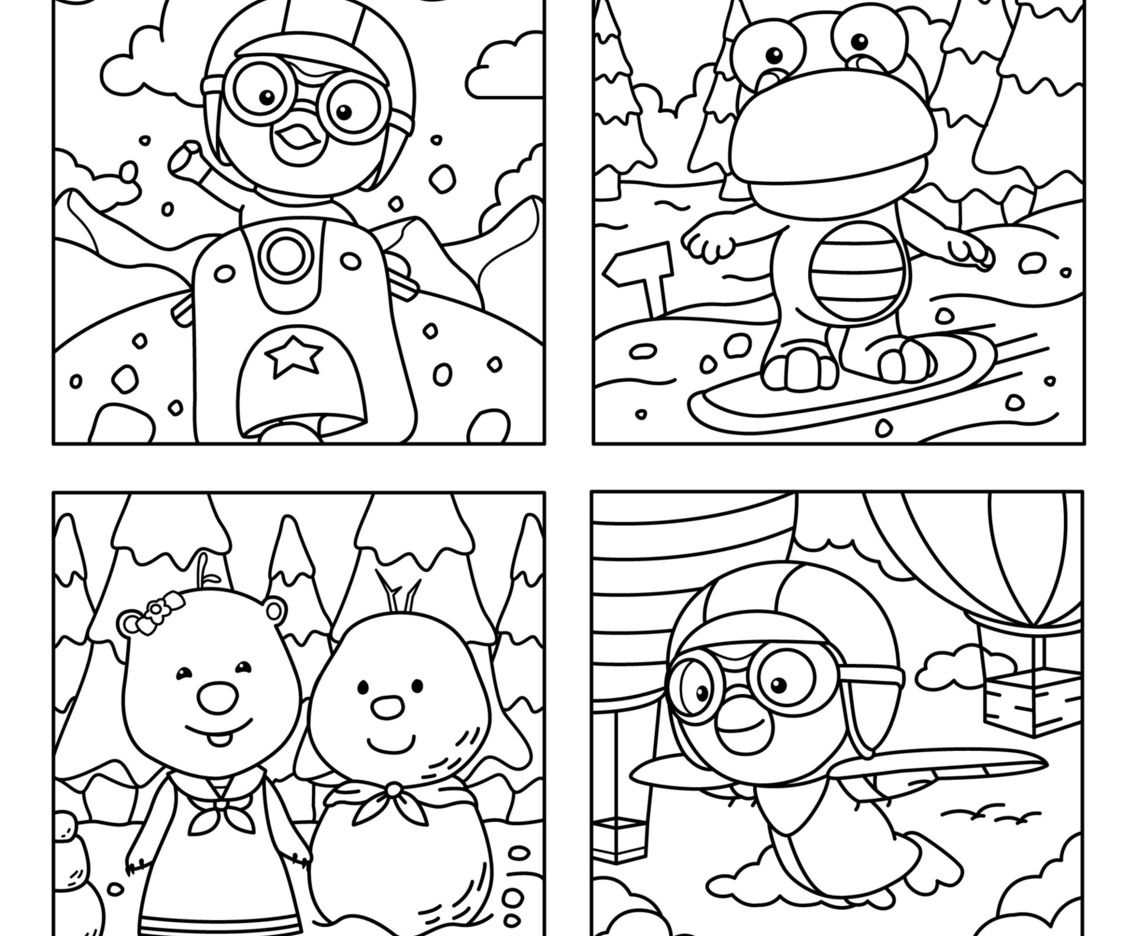 Cute Penguin and Friends in Coloring Book For Children