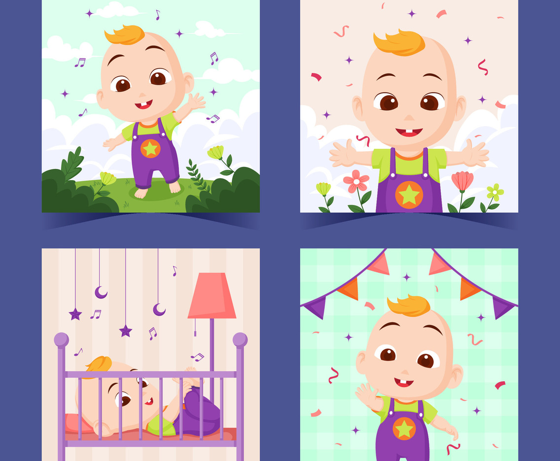 Cute Blond Baby Social Media Post | FreeVectors