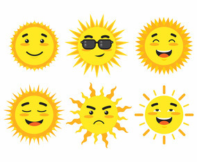 Cartoon Suns Vector Set | FreeVectors