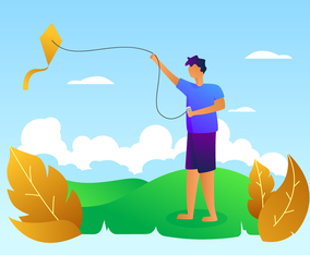 Free flying kite - Vector Art