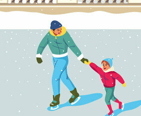 Woman Play Ice Skating Outdoor | FreeVectors