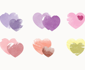 Free watercolor hearts - Vector Art