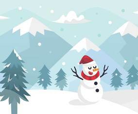 Snowy Christmas Landscape Background
