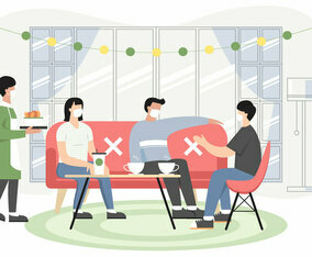 New Normal Gathering Concept with Couple Ordering Menu in a Cafe ...