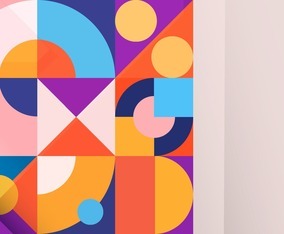 Abstract Basic Shapes In Blue Nuance Color Background