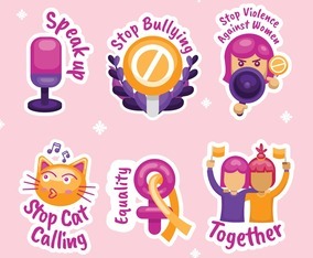 Sticker Set Of Women Rights Movement