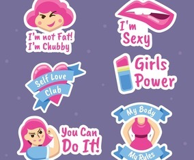 Sticker Set Of Women Rights Movement