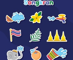 Songkran Icon Sticker Set