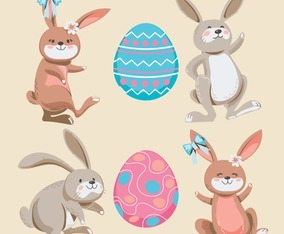 Bunny Easter Character set | FreeVectors