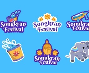 Songkran Icon Sticker Set | FreeVectors