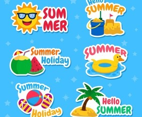 Cute Summer Sticker Collection | FreeVectors
