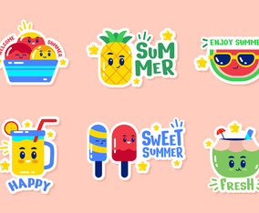 Cute Summer Sticker Collection | FreeVectors