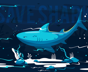 Blue Ocean with Fish Silhouette Background | FreeVectors