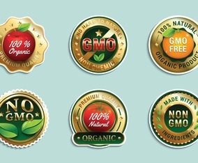 Set of Green GMO Free Emblems