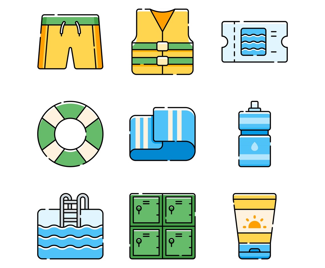 Summer Swimming Activity Icon Set | FreeVectors