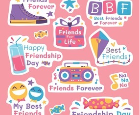 Friendship Day Appreciation Sticker Set | FreeVectors