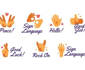 Sign Language instruction ASL Alphabets in Cartoon