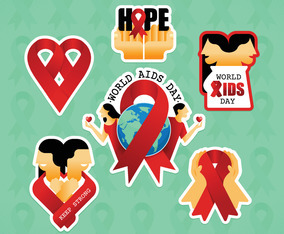 Free world aids sticker - Vector Art