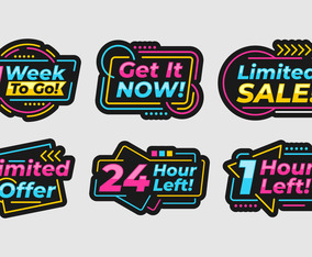 Set of Gradient Geometric Vibrant Color Countdown Sticker
