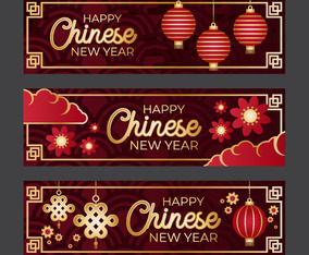 Set of Cartoon Chinese Tiger Banner | FreeVectors
