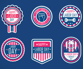 Free labor day sticker set - Vector Art