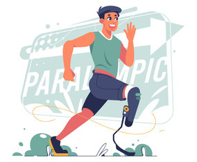Athlete with Disabilities Running at Marathon Track | FreeVectors