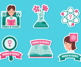 Girls and Women in Science Stickers Set