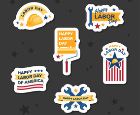 Free labor day sticker set - Vector Art