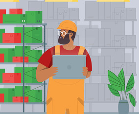 Factory Worker Use Tablet To Work Concept | FreeVectors